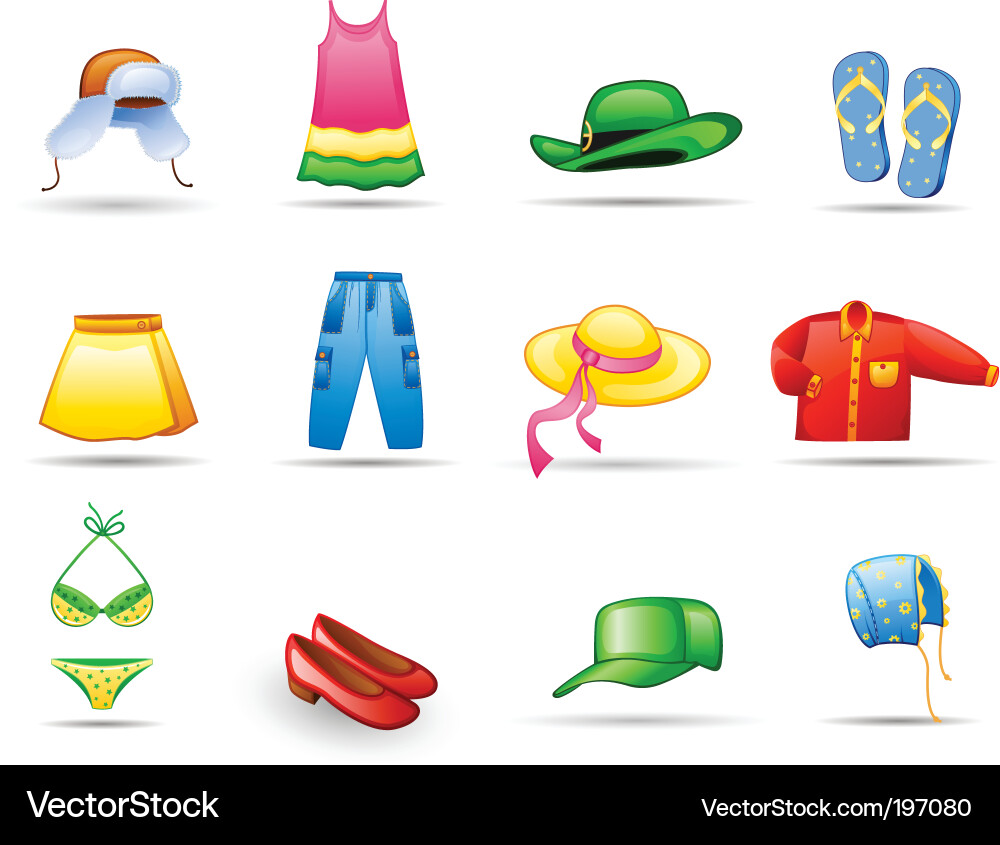 Clothing Icon Set - Diverse Apparel Royalty Free Vector