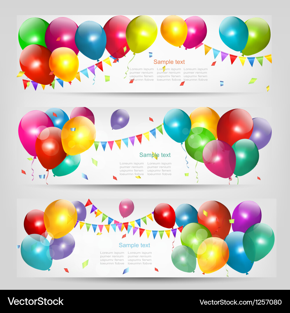 Colorful Balloons Party Banners Royalty Free Vector Image