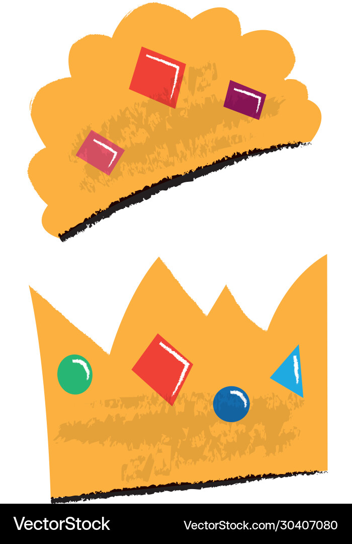 King and queen crowns children Royalty Free Vector Image