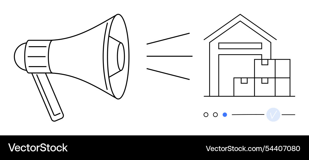 Megaphone sending warehouse alerts with stacked Vector Image