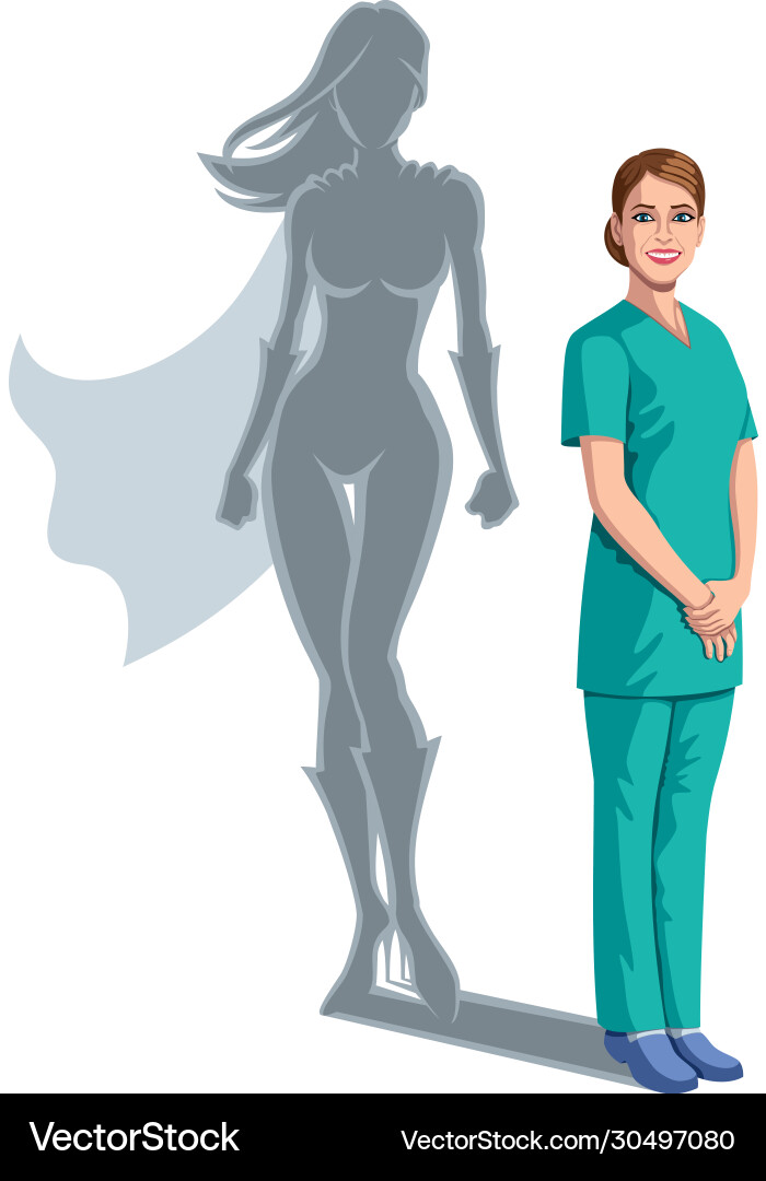 Nurse Superhero Shadow Royalty Free Vector Image