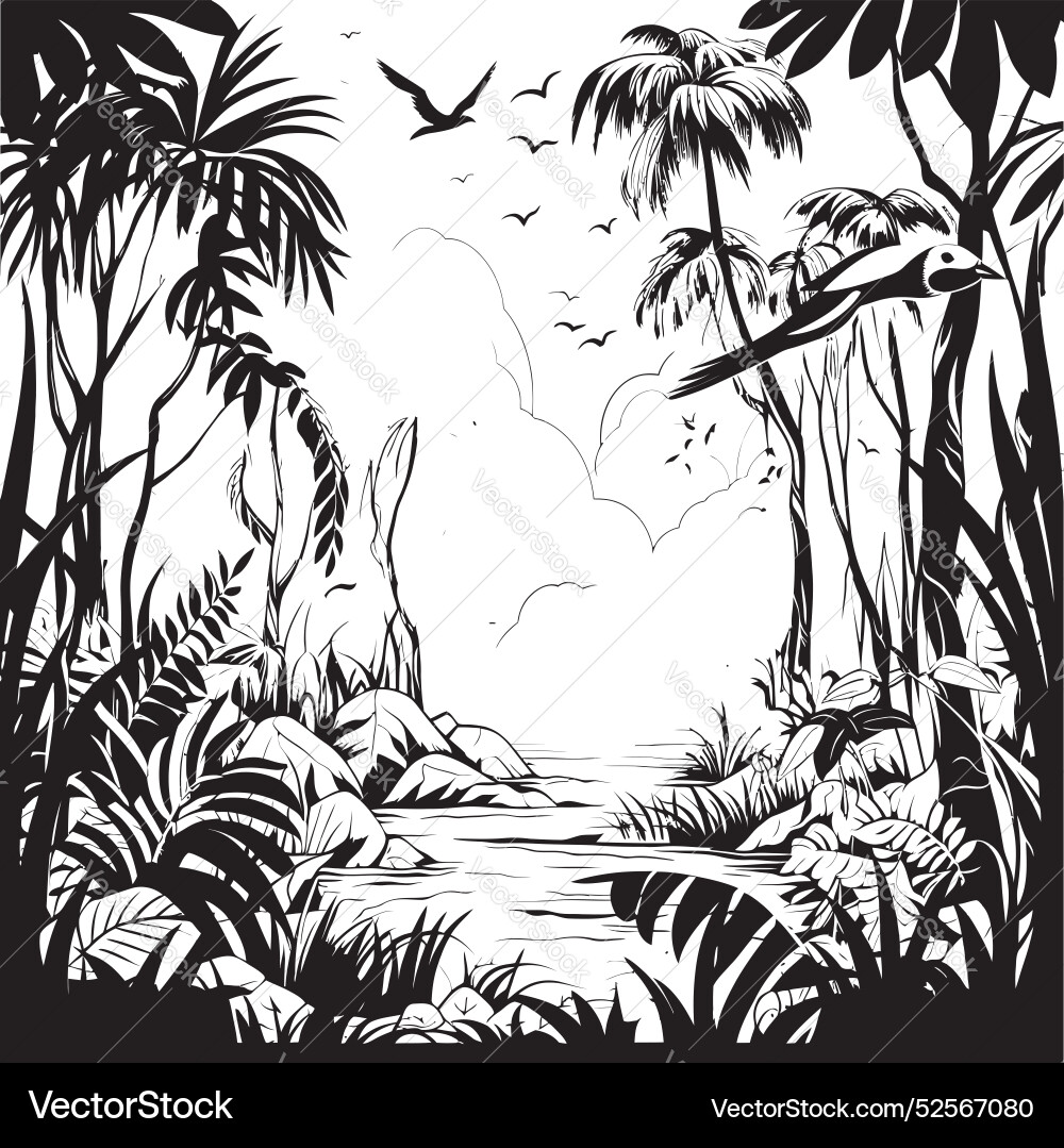 Onyx wilderness tropical jungle logo in black Vector Image