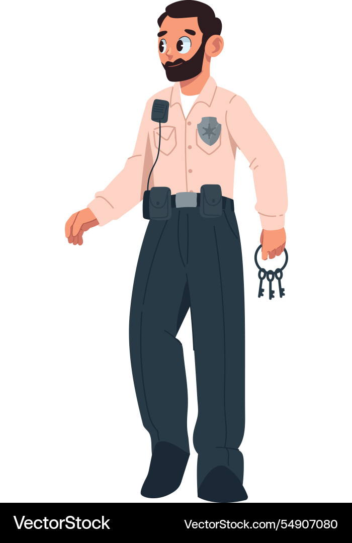Prison guard with keys Royalty Free Vector Image