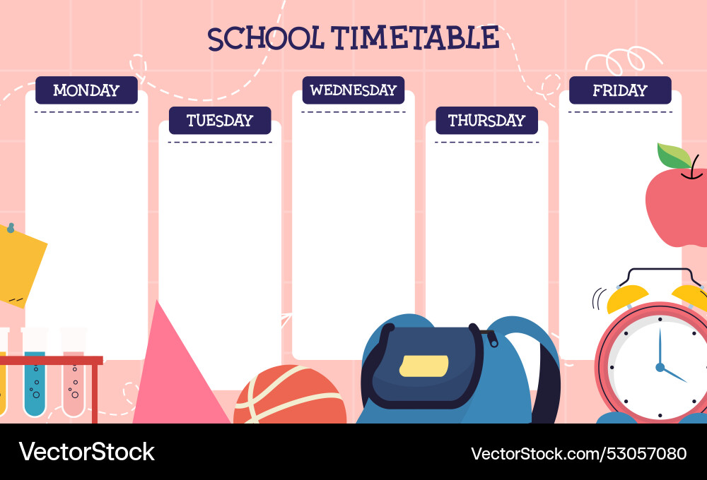 School timetable poster template Royalty Free Vector Image