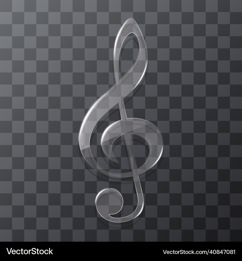 Glass treble clef on transparent background Vector Image