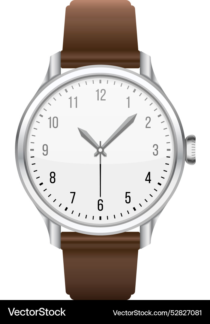 Hand clock realistic wrist watch classic Vector Image
