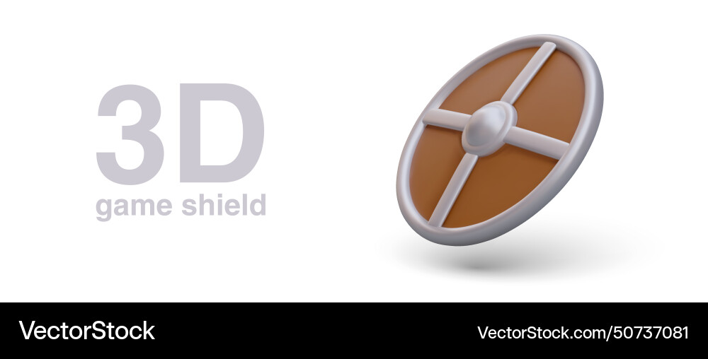Horizontal poster with 3d realistic game shield Vector Image