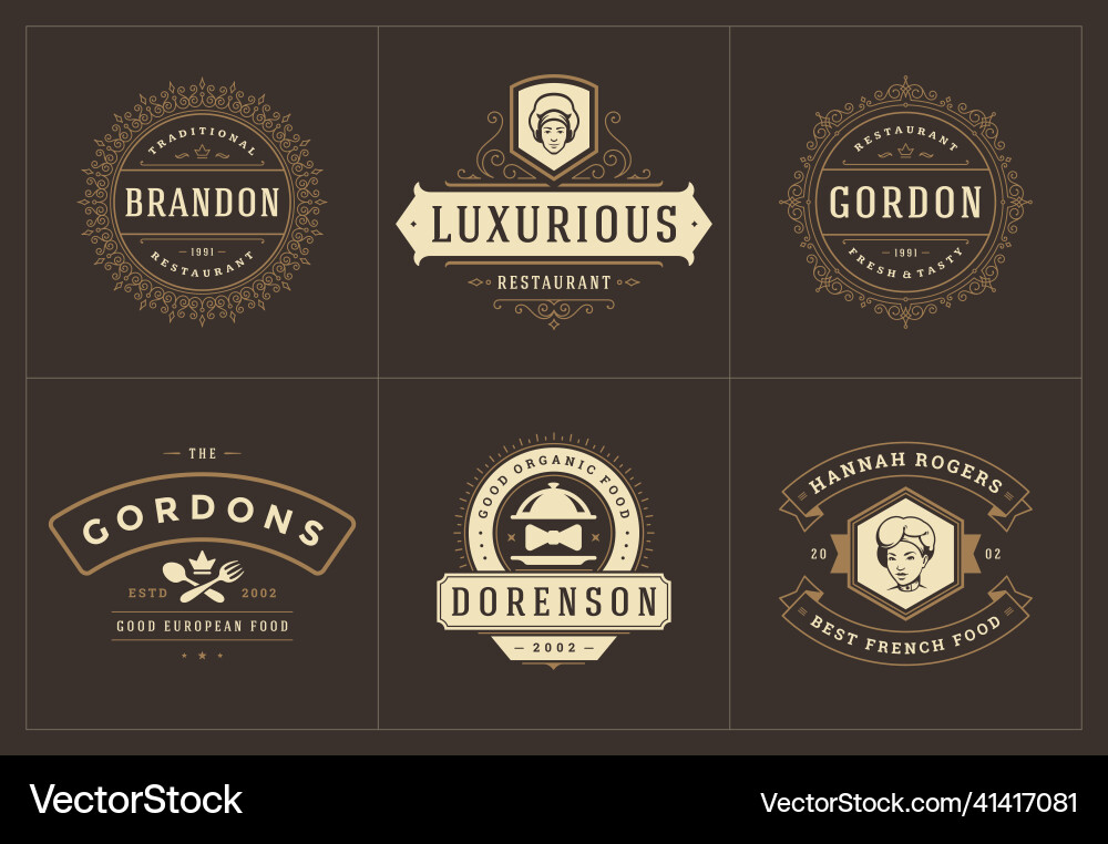 Restaurant logos templates set Royalty Free Vector Image