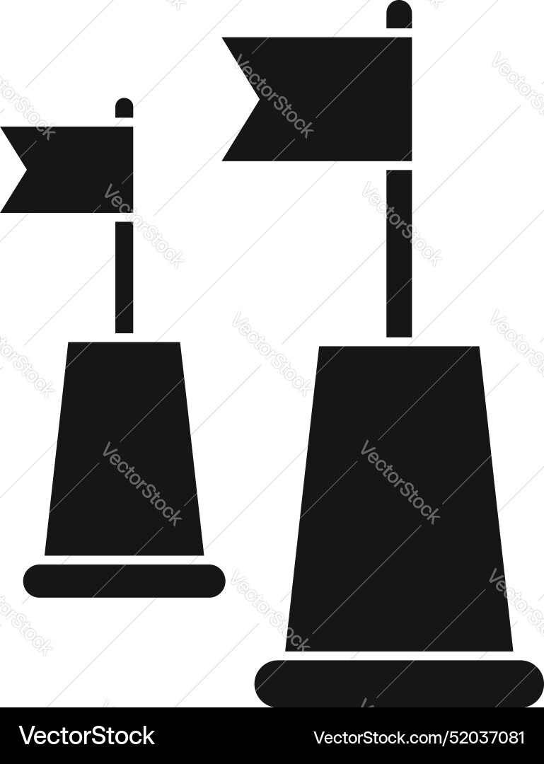 Two flags marking reaching different levels Vector Image
