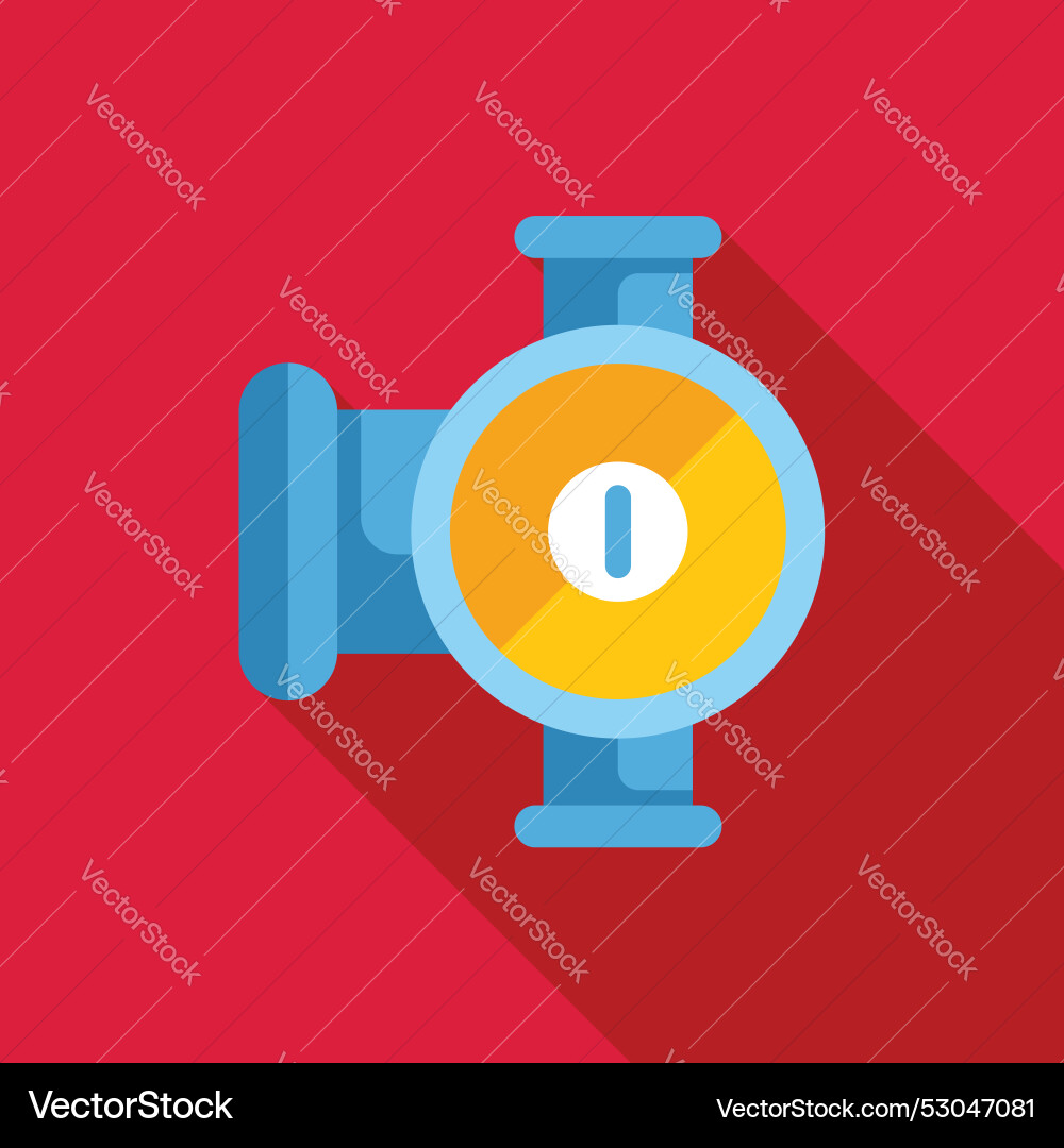 Water valve with pipe connecting showing open Vector Image