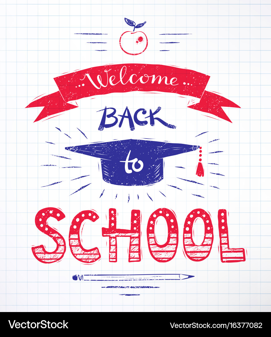 Back to school lettering poster Royalty Free Vector Image