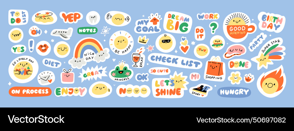 Cute kids diary stickers daily planner labels Vector Image