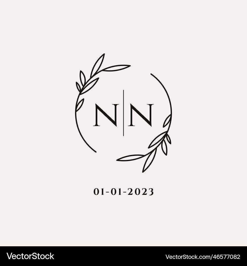 Letter nn wedding monogram logo design Royalty Free Vector