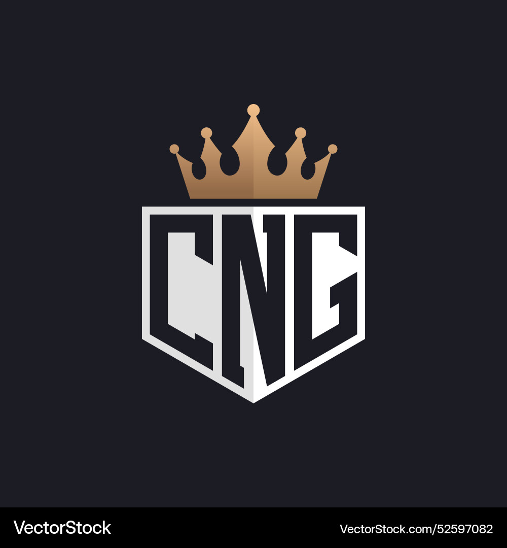 Luxury cng logo with crown elegant initials Vector Image