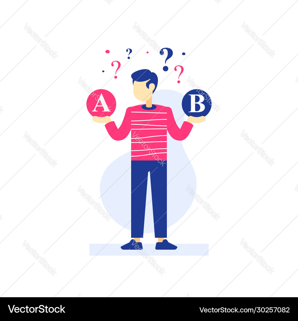 Man thinking decision making difficult choice Vector Image