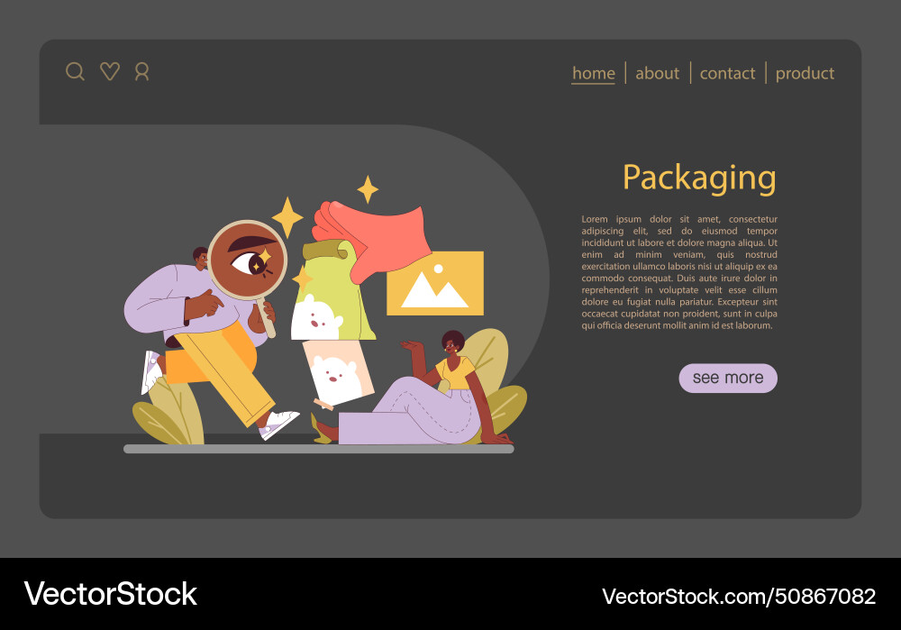 Product packaging design zooming in on quality Vector Image Product packaging design zooming in on quality Vector Image