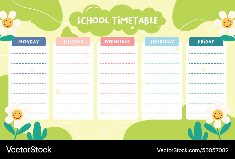 School timetable poster template Royalty Free Vector Image