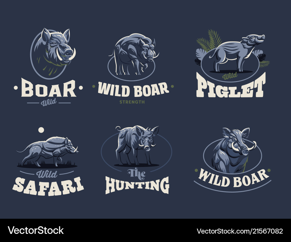 Set of vintage wild boar emblems Royalty Free Vector Image