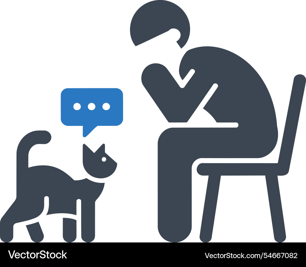 Sitting with cat icon Royalty Free Vector Image