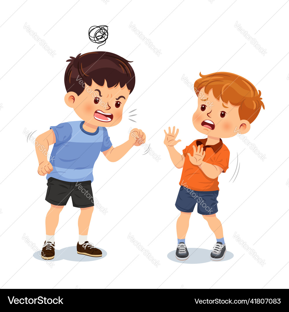 Angry boy shouting at a friend Royalty Free Vector Image