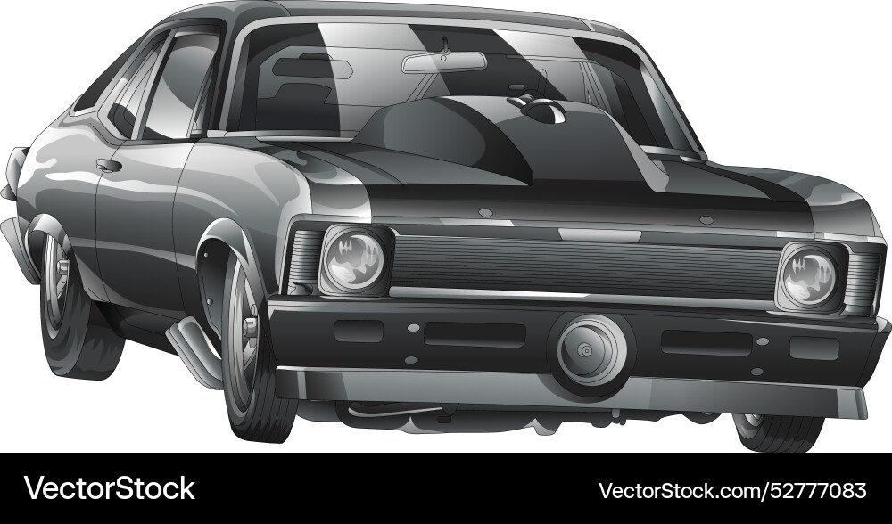 Black drag racing car with grey strip Royalty Free Vector