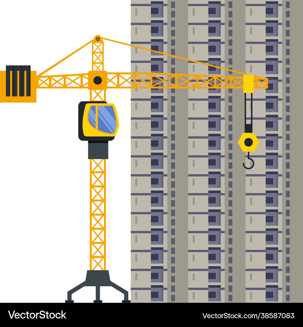 Construction building tower crane Royalty Free Vector Image