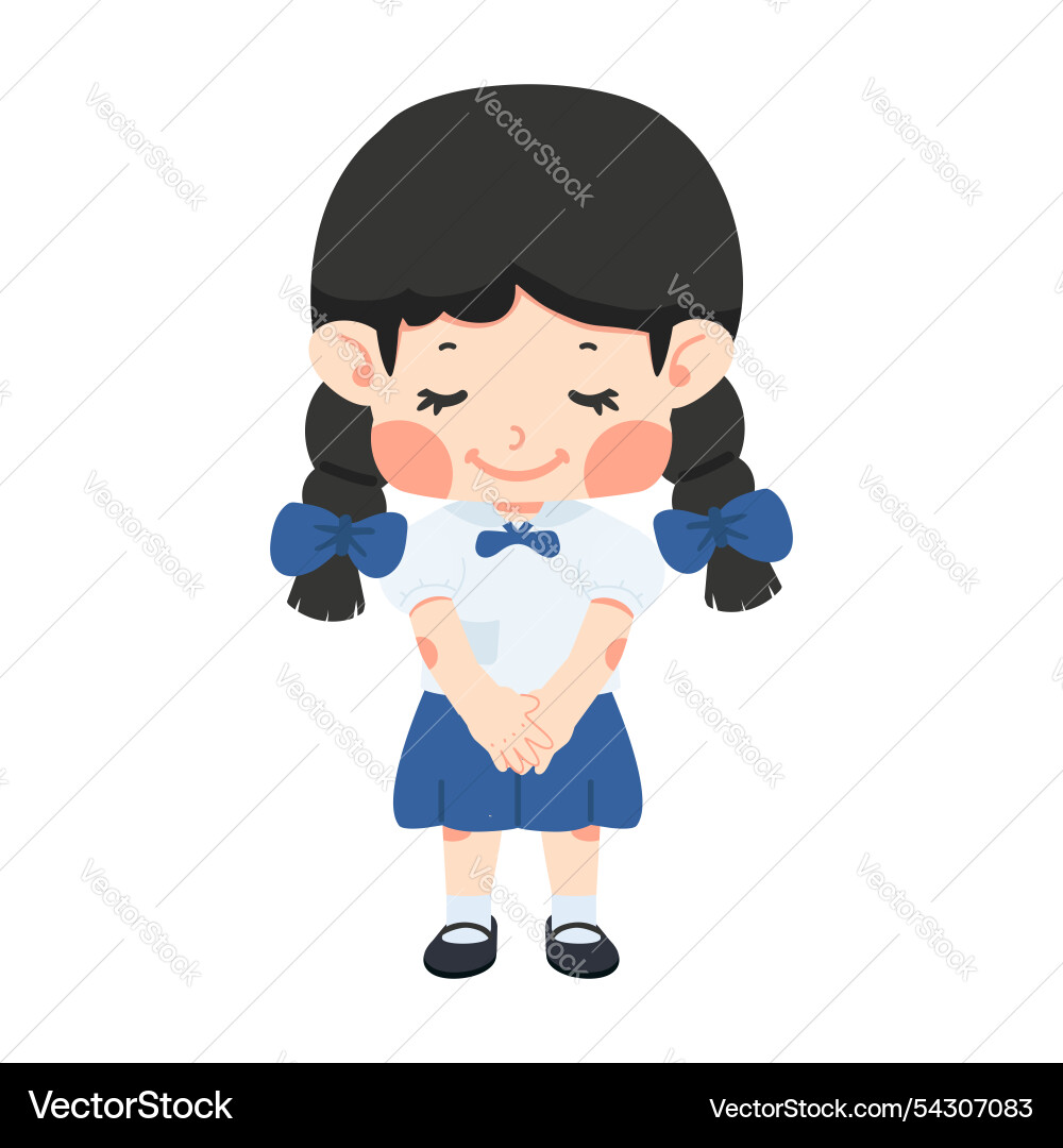 Girl student to bow apology Royalty Free Vector Image
