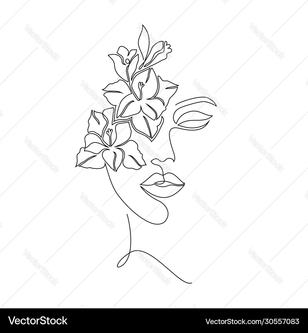 Minimal woman face Royalty Free Vector Image - VectorStock