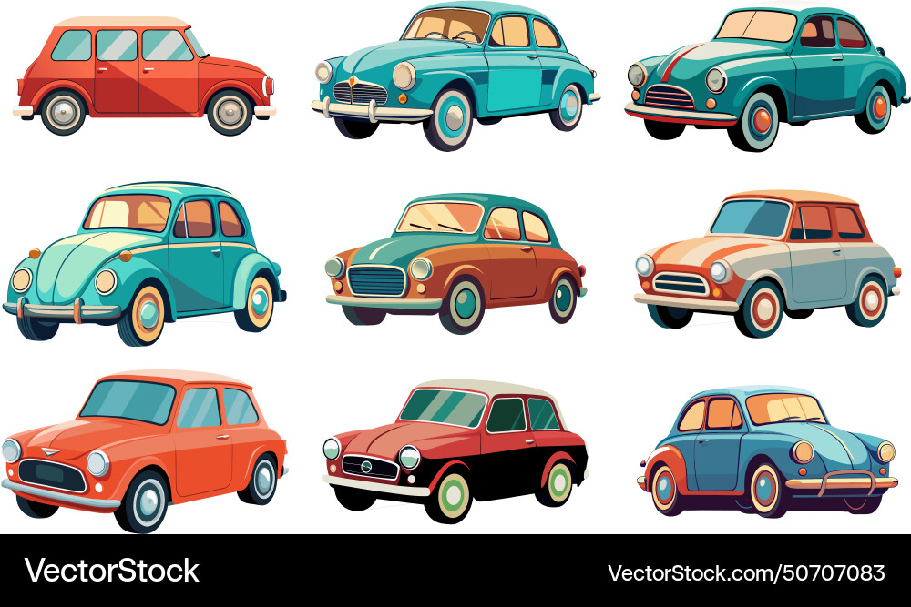 Minimalist vintage car summer trendy element Vector Image