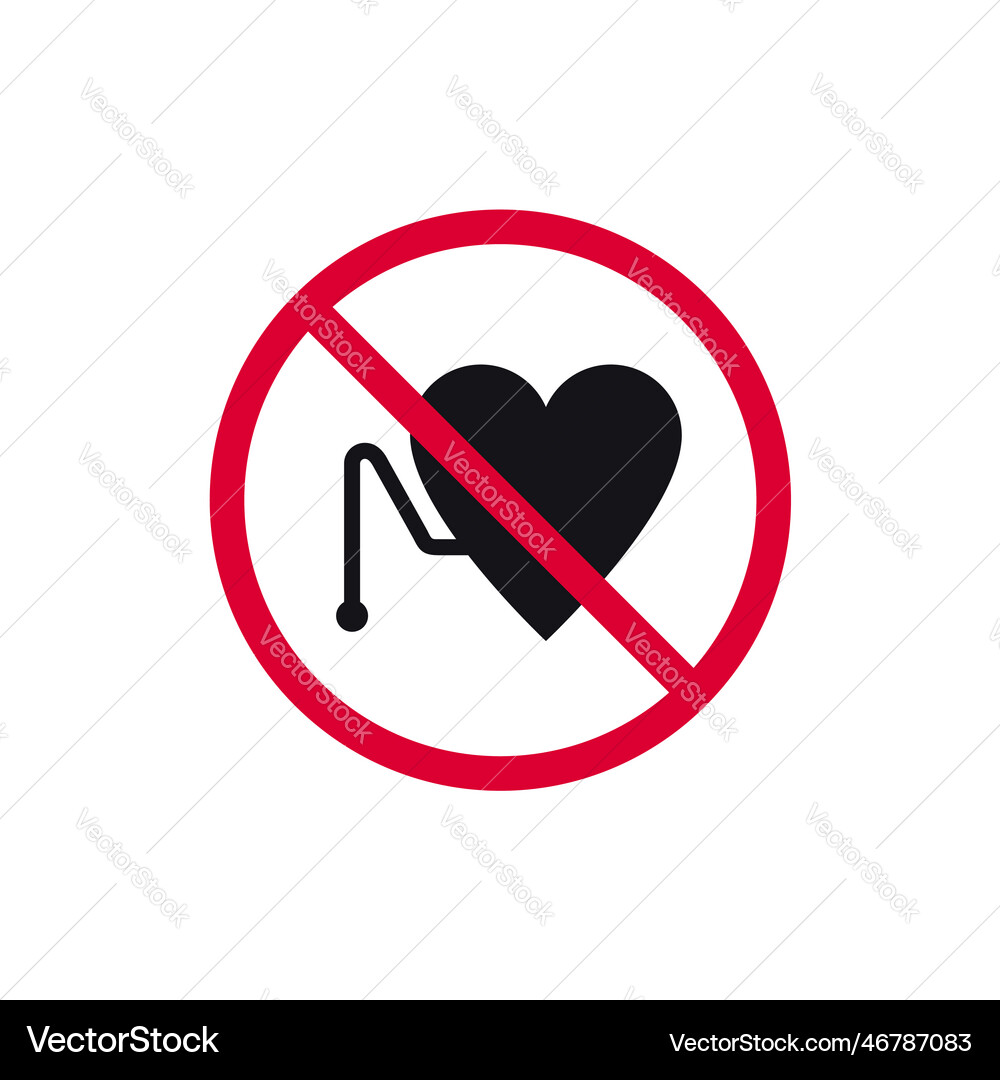No pacemakers prohibited sign forbidden modern Vector Image