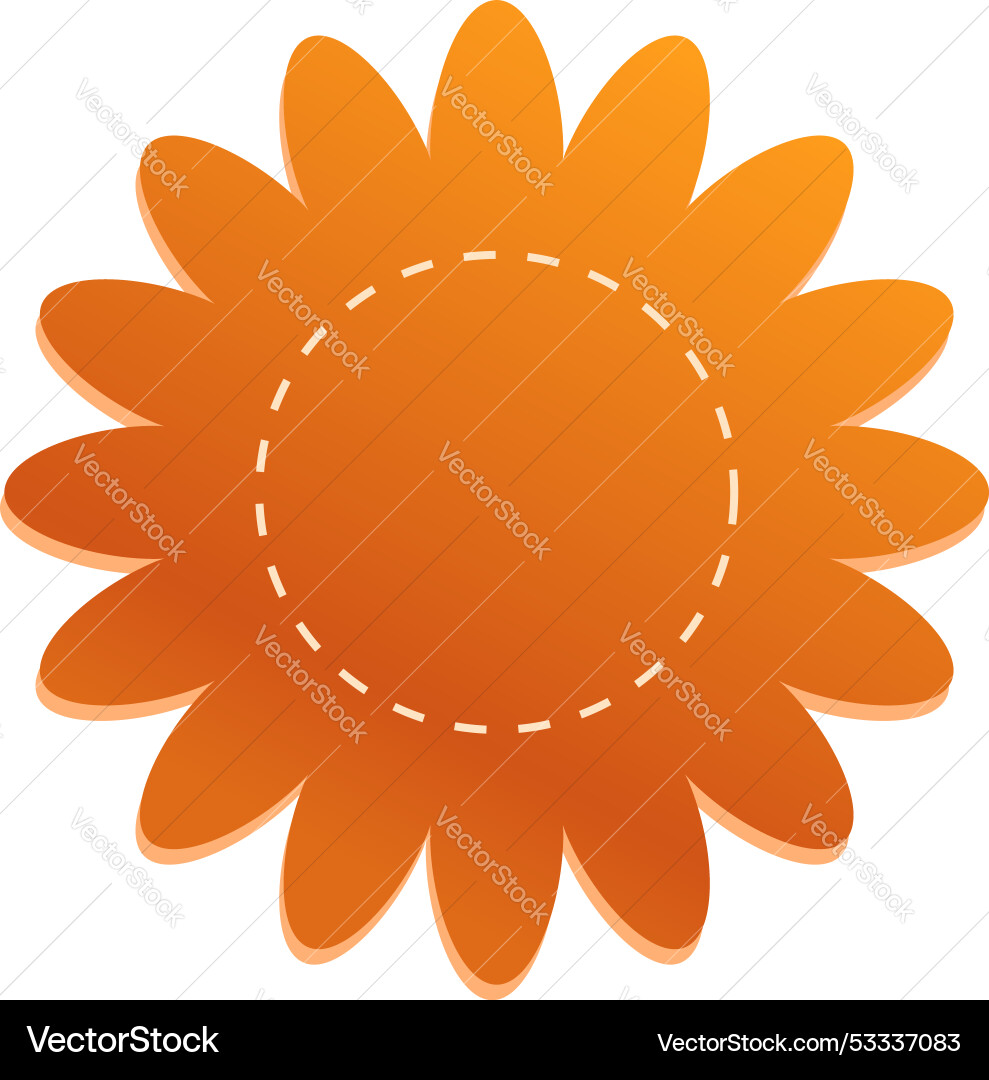 Orange flower shape with dotted line creating Vector Image