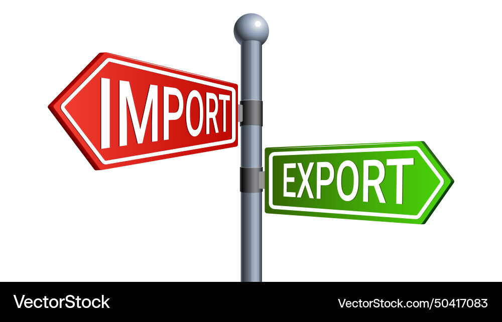Red green arrows sign import export Royalty Free Vector