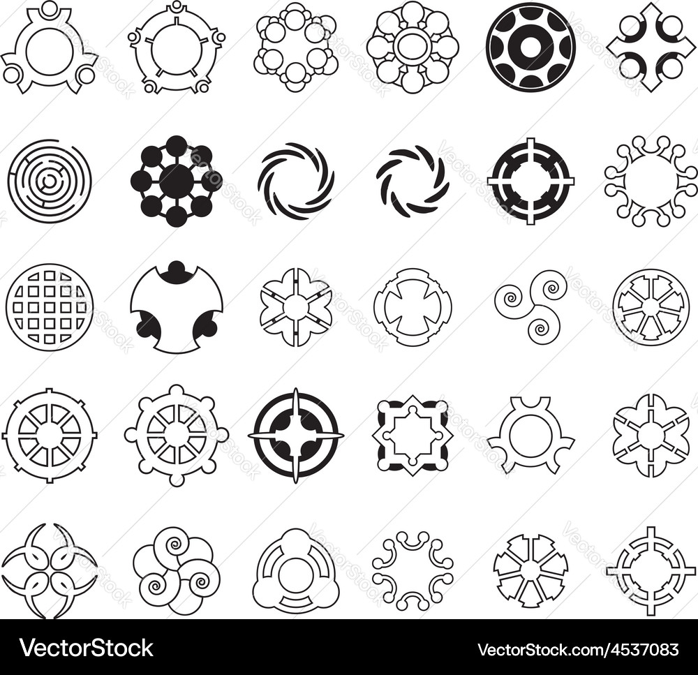 Set of 30 pcs circular shapes Royalty Free Vector Image