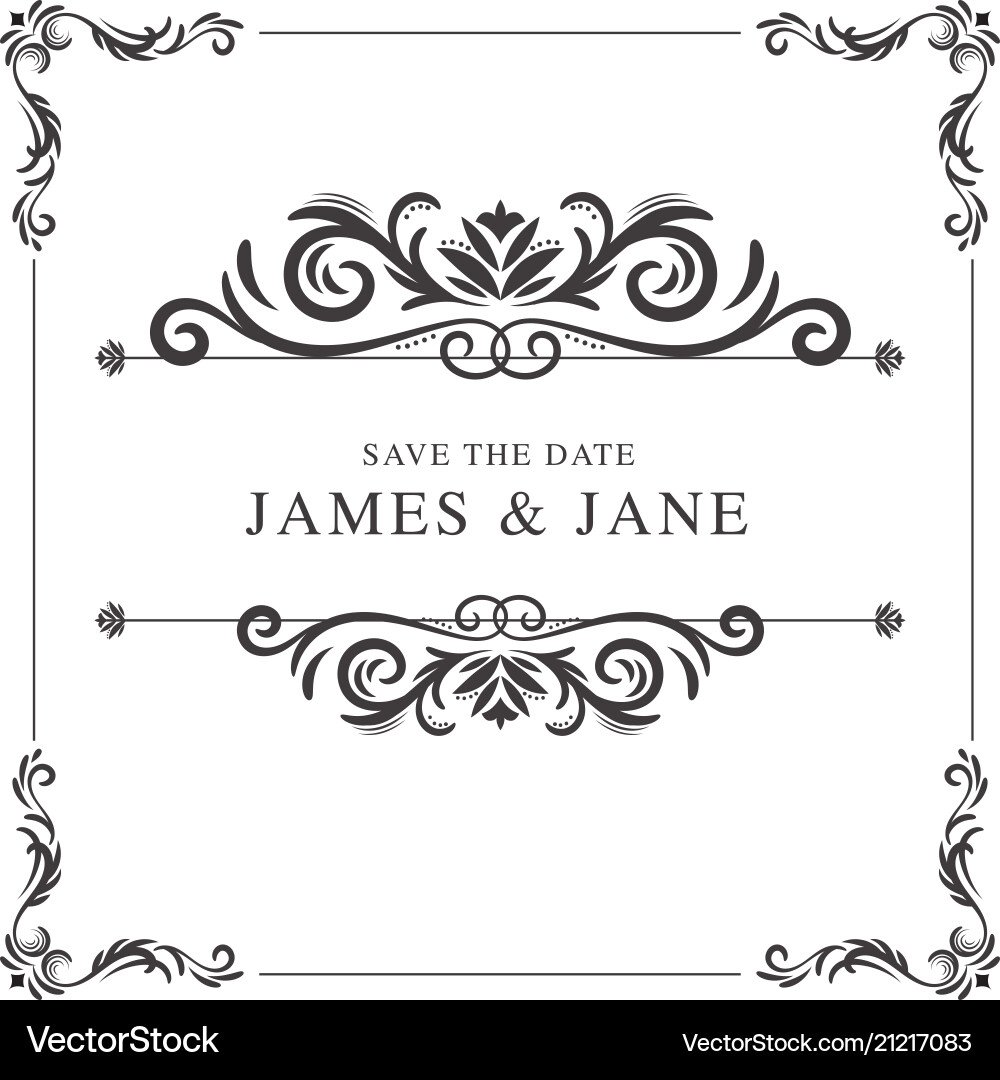 Wedding card frame border Royalty Free Vector Image