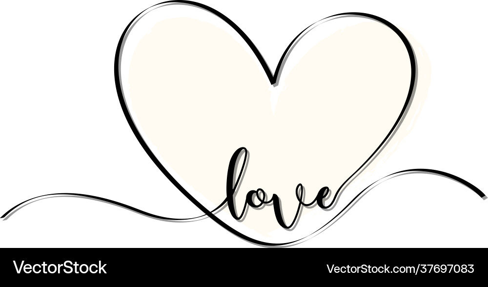 White heart hand drawn with love font Royalty Free Vector