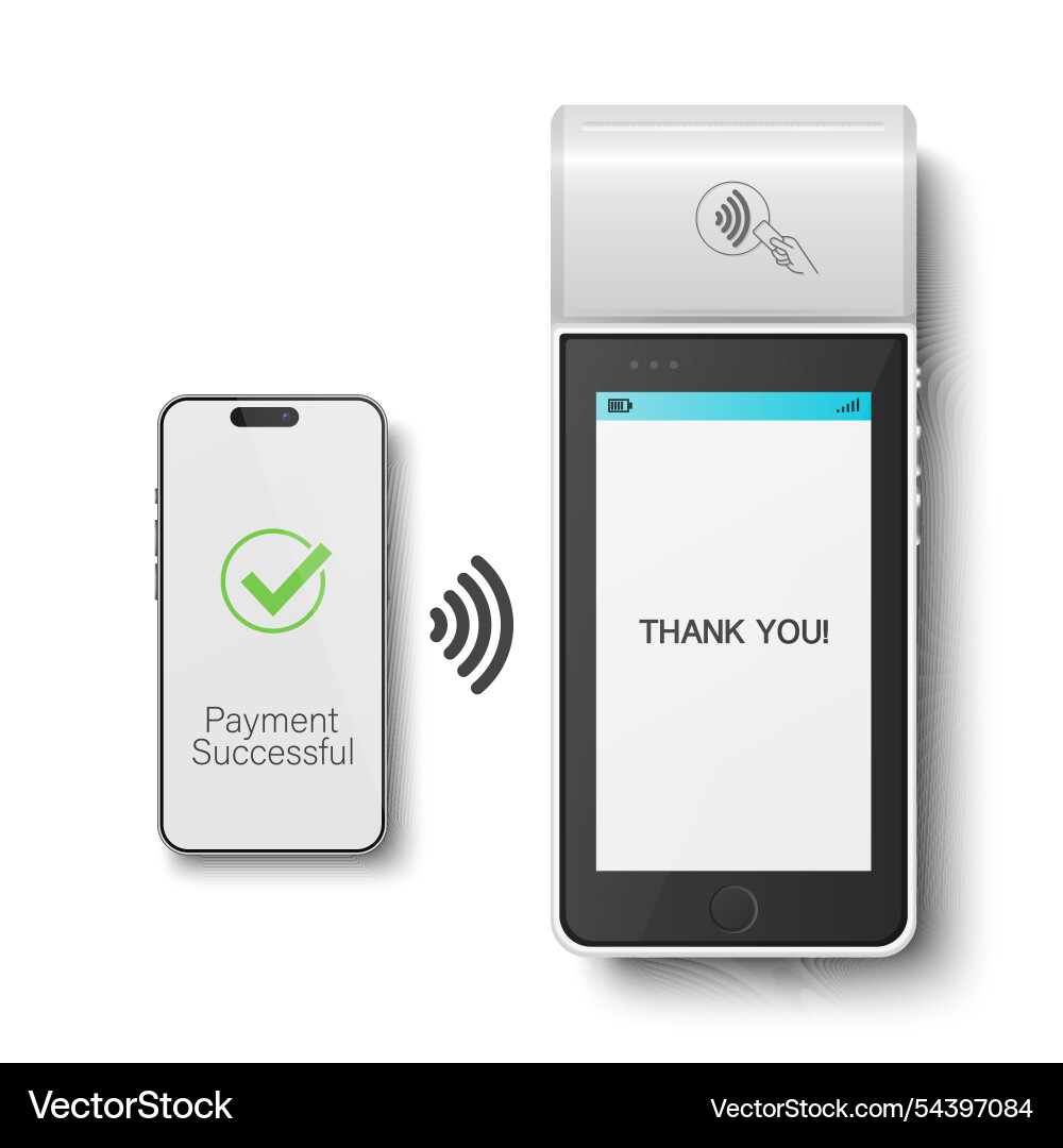 3d realistic white nfc payment terminal Royalty Free Vector