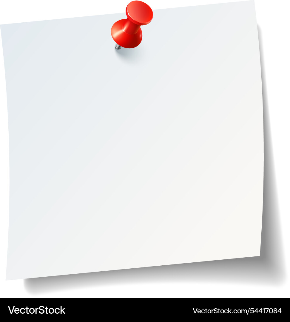A blank note pinned to corkboard with red Vector Image