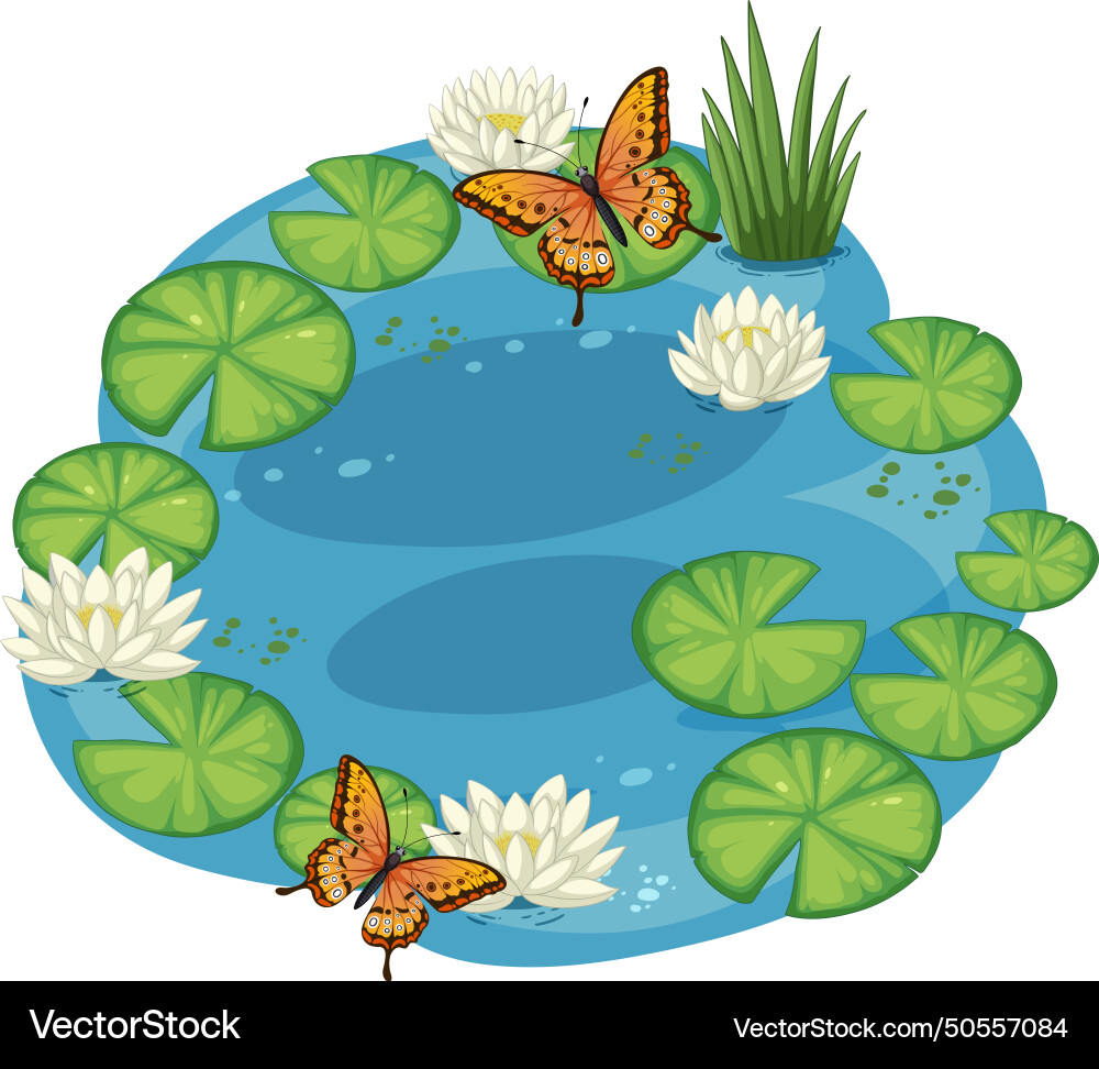A peaceful pond scene Royalty Free Vector Image