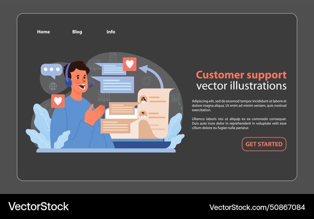 Customer support concept a friendly Royalty Free Vector