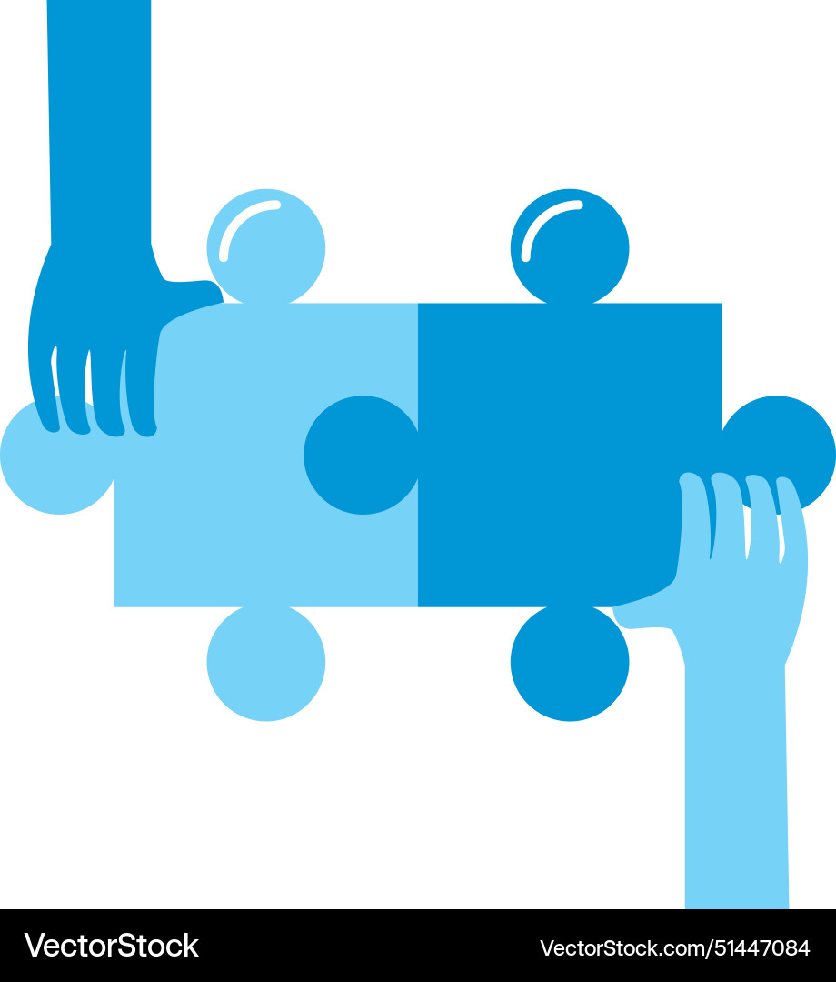 Hands assembling puzzles coworking Royalty Free Vector Image