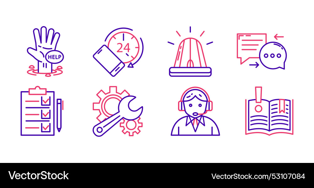 Help and support set icon a simple linear web Vector Image