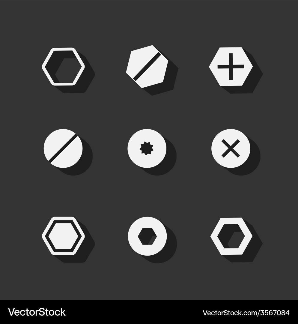 Screw bolt flat icons Royalty Free Vector Image