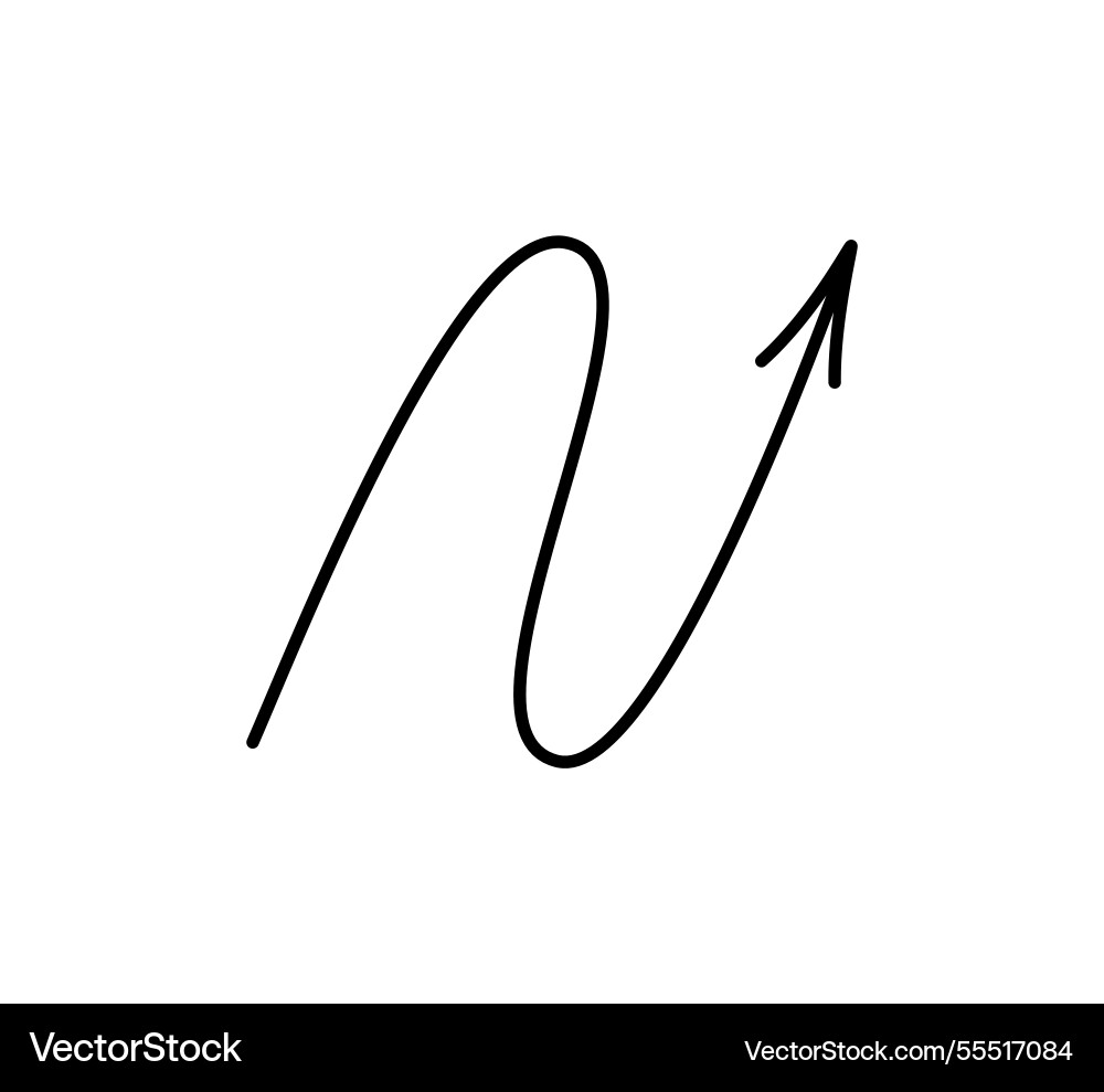 Spiral hand drawn arrows set curly line doodle Vector Image