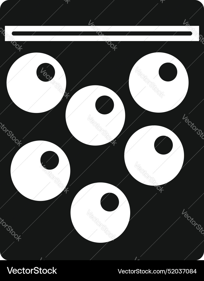 Zip lock bag holding white spheres icon Royalty Free Vector