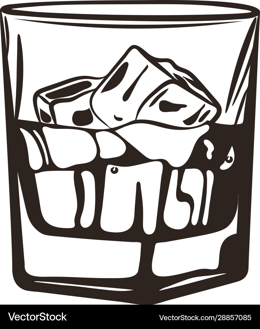 A glass whiskey with ice cubes Royalty Free Vector Image