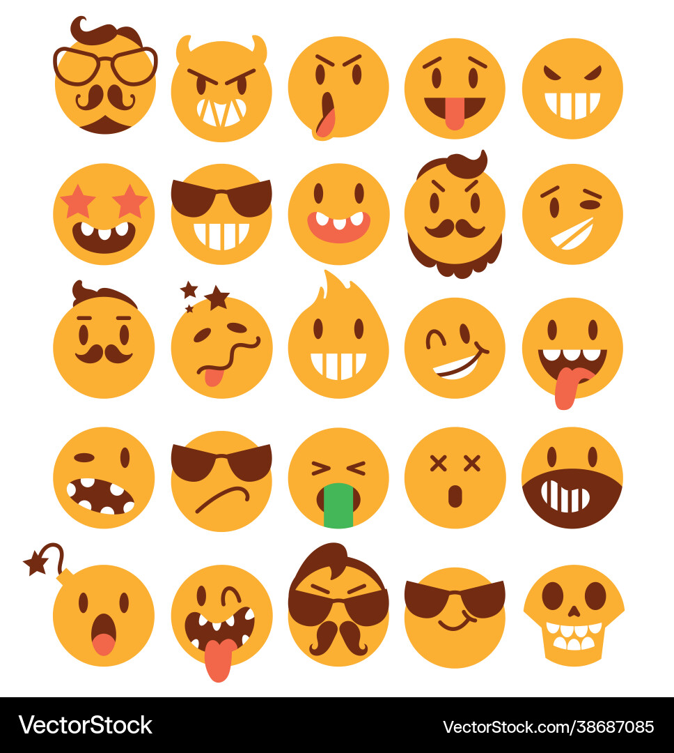 Brutale Emoticons Set Lizenzfreies Vektorbild