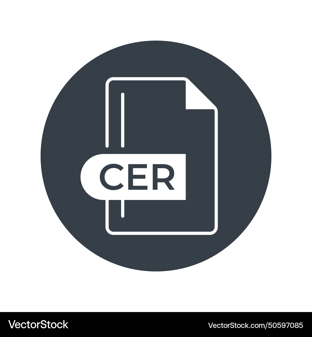 Cer file format icon extension filled Royalty Free Vector