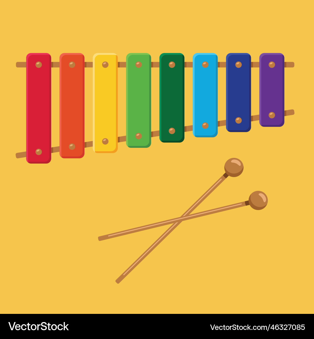 Colorful Xylophone Toy with Sticks Royalty Free Vector Image