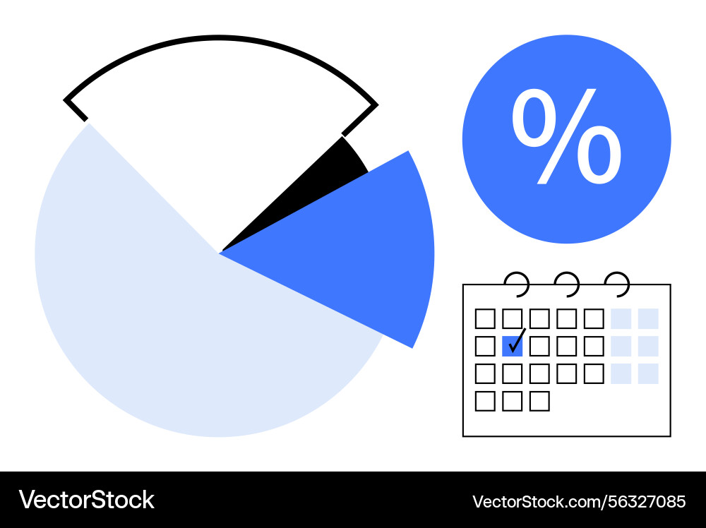 Data analysis with pie chart calendar Royalty Free Vector