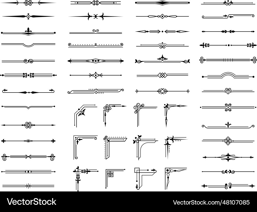 Flourish dividers and corners decorative Vector Image